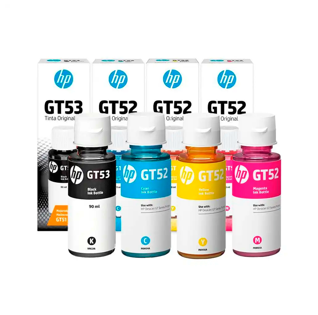 Combo botellas de tinta HP GT53 Negro y GT52 Colores Original - J S ...